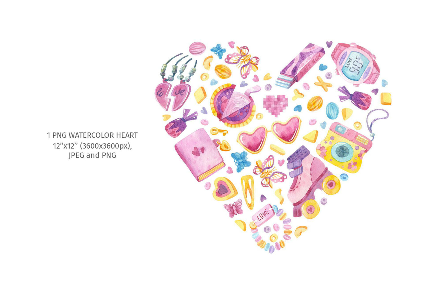 90s Retro Watercolor Clipart - MasterBundles