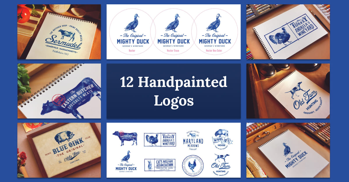 12 Handpainted Logos – MasterBundles
