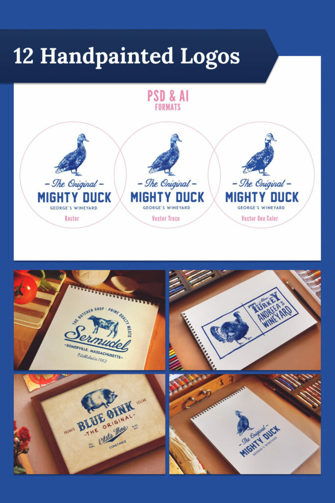 12 Handpainted Logos – MasterBundles