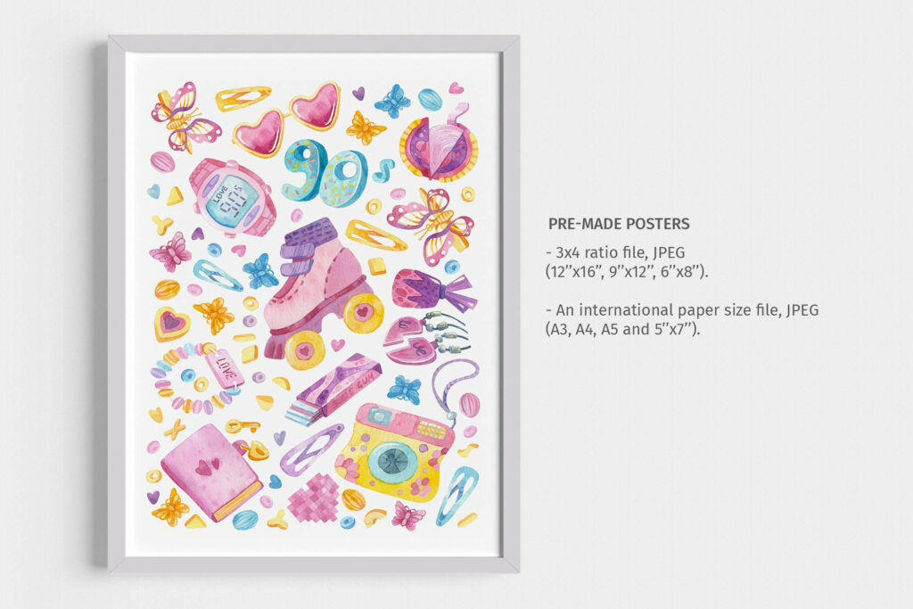 90s Retro Watercolor Clipart - MasterBundles