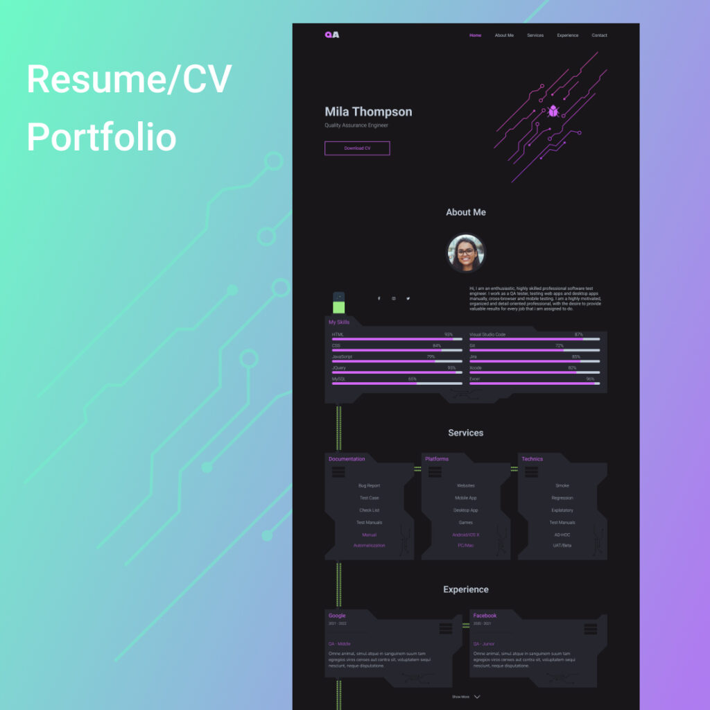 QA - Personal Portfolio Template - MasterBundles