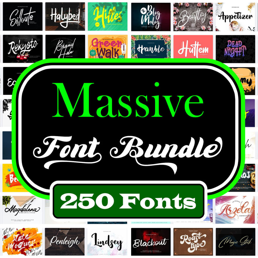 250 Font Bundle, cricut font, calligraphy font, embroidery font, script ...