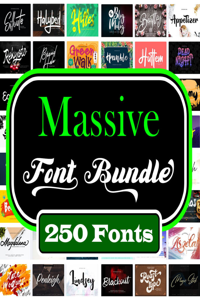 250 Font Bundle, cricut font, calligraphy font, embroidery font, script ...