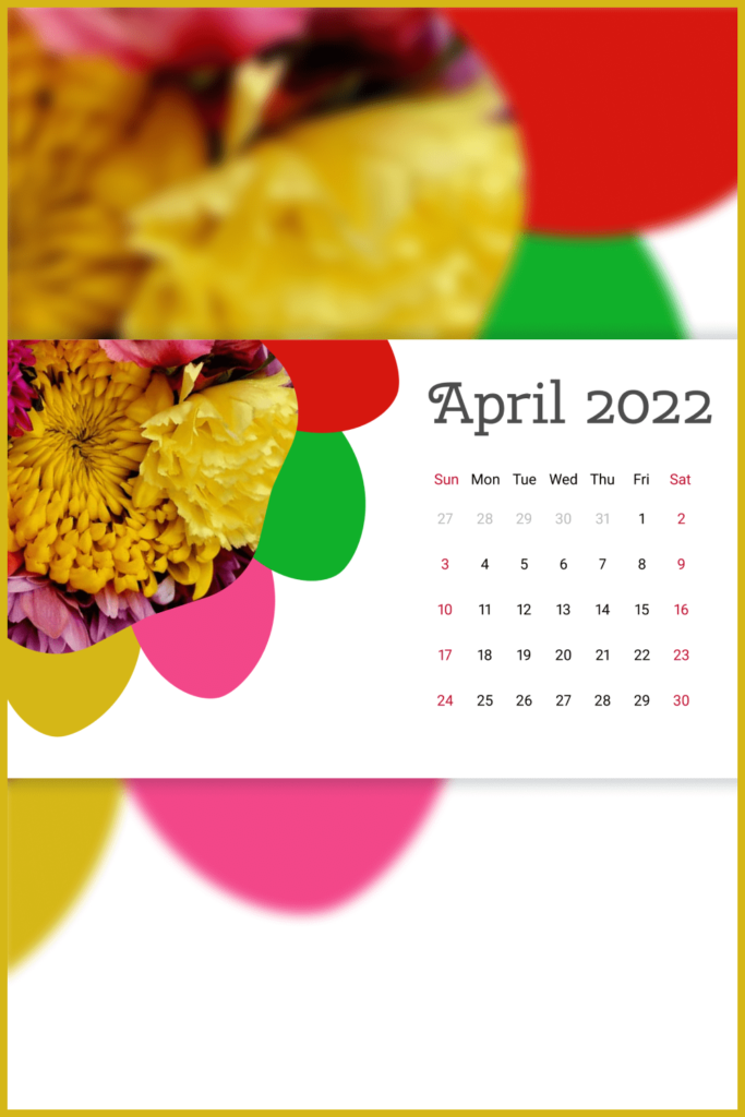 Super Bright April Calendar for 2022 with Yellow Flowers – MasterBundles