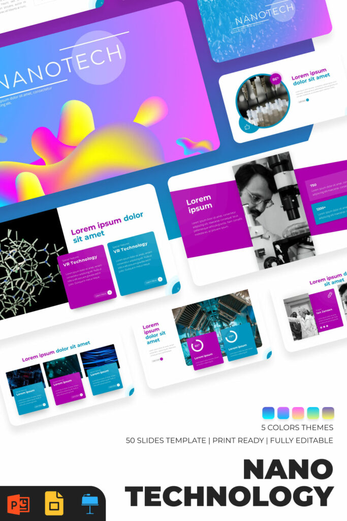 Nano Technology Presentation: 50 Slides PPTX, KEY, Google Slides ...
