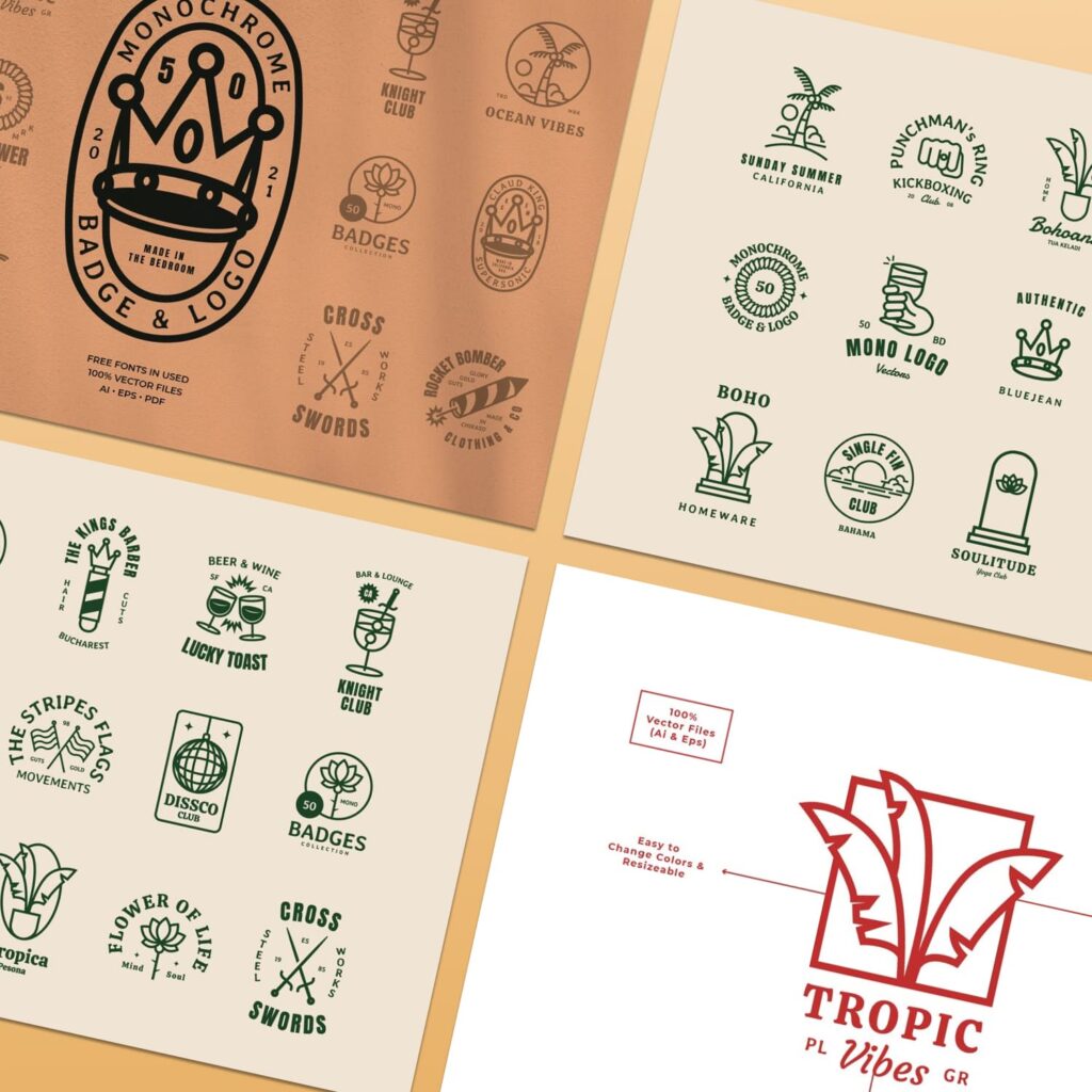 50 Retro Monogram Logo Badges – MasterBundles