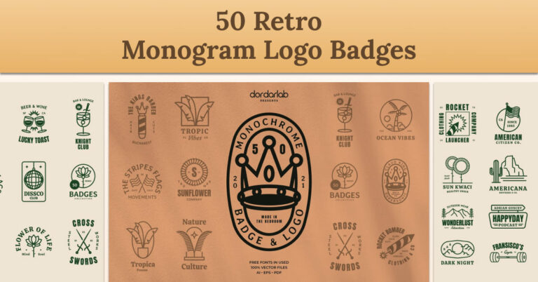 50 Retro Monogram Logo Badges – MasterBundles
