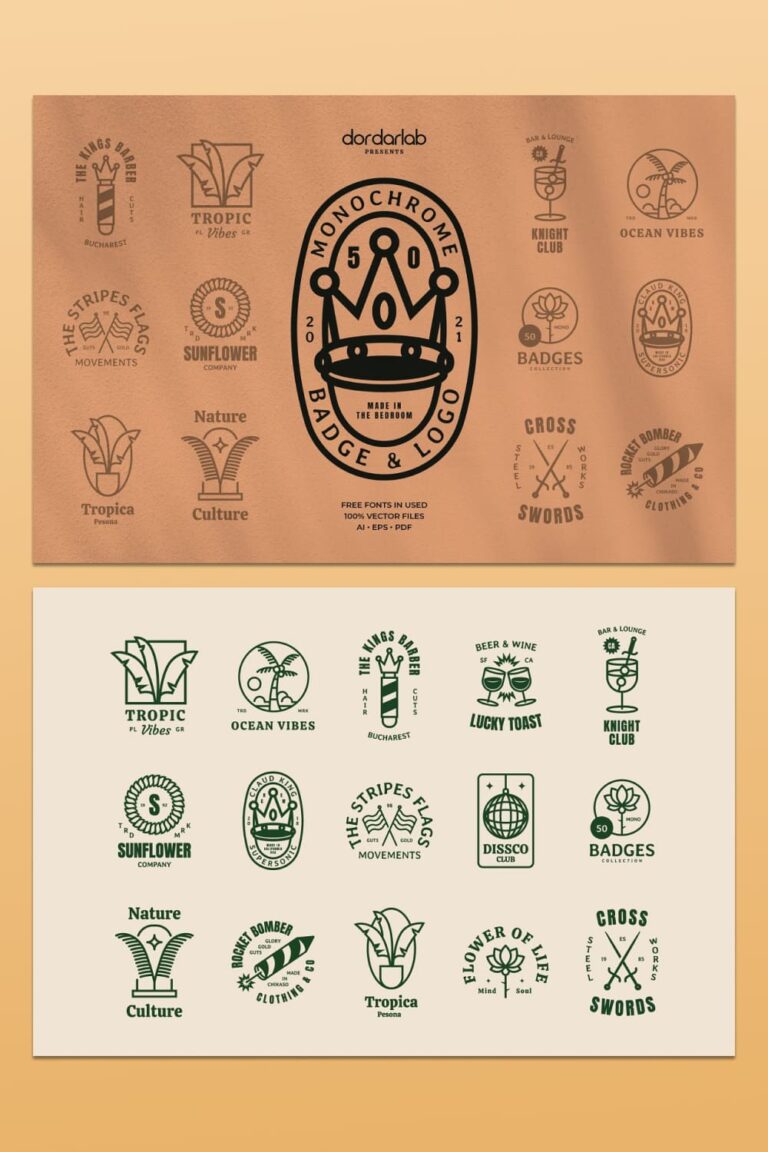 50 Retro Monogram Logo Badges – MasterBundles