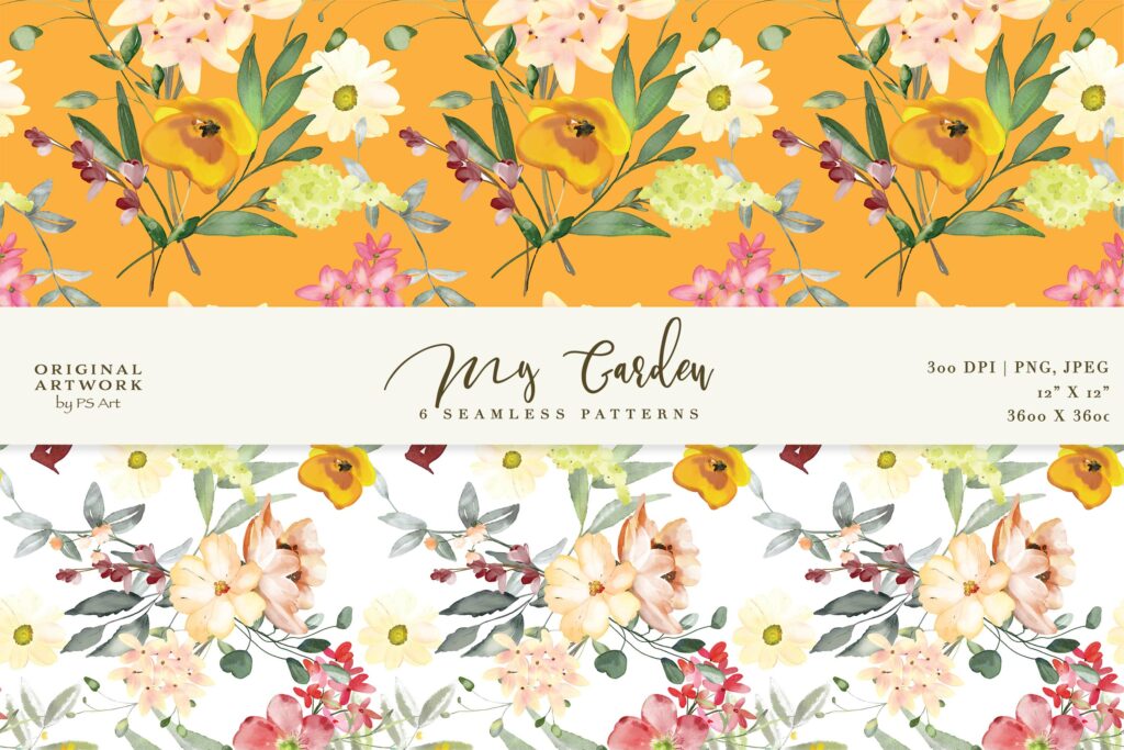 Watercolor Floral Seamless Pattern Collection | MasterBundles