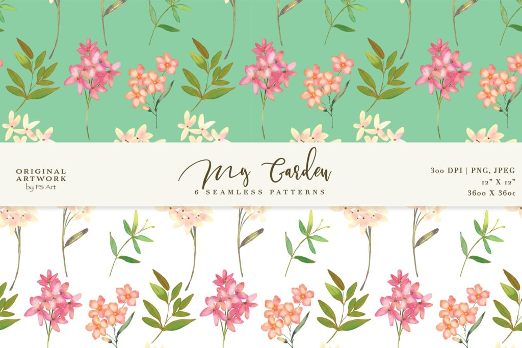 Watercolor Floral Seamless Pattern Collection - MasterBundles
