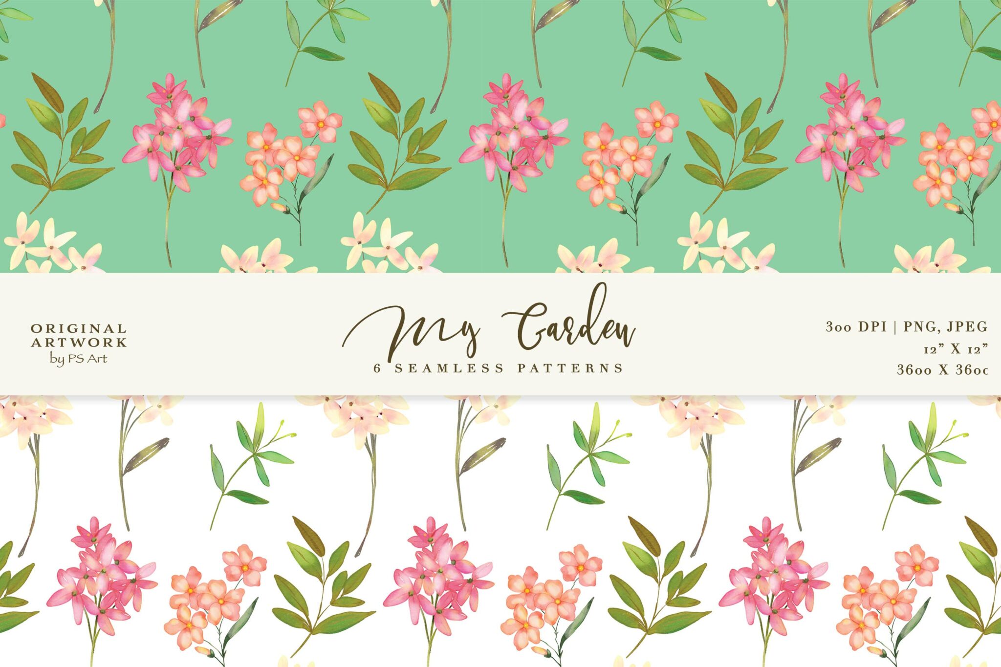 Watercolor Floral Seamless Pattern Collection | MasterBundles