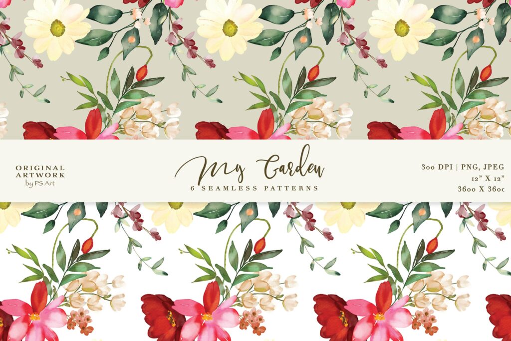 Watercolor Floral Seamless Pattern Collection | MasterBundles