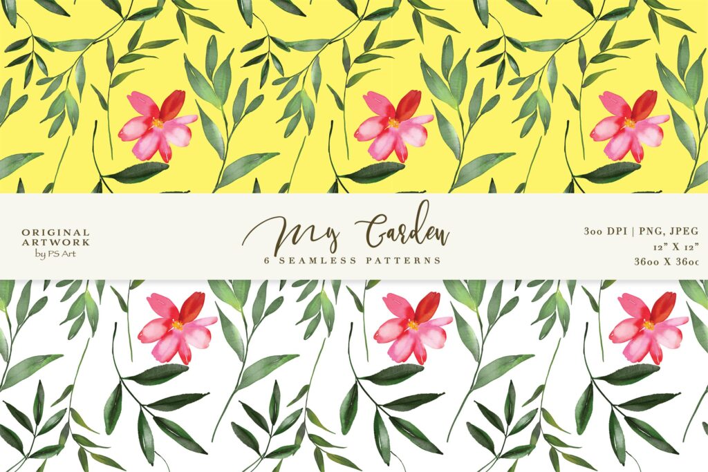 Watercolor Floral Seamless Pattern Collection | MasterBundles