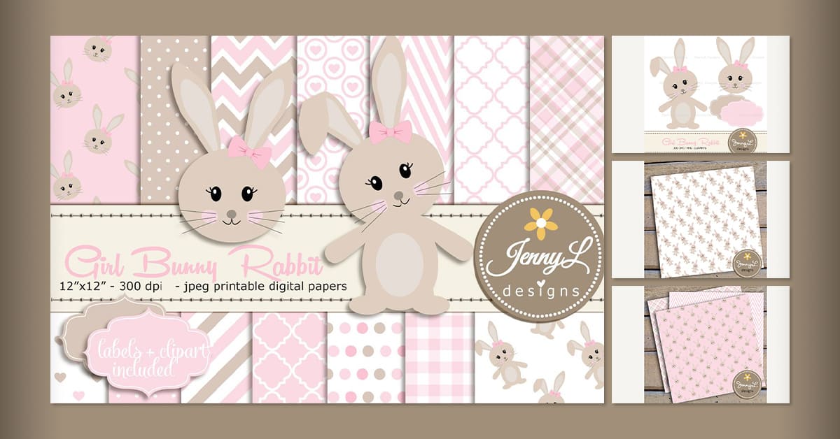 Girl Bunny Rabbit Digital Paper – MasterBundles