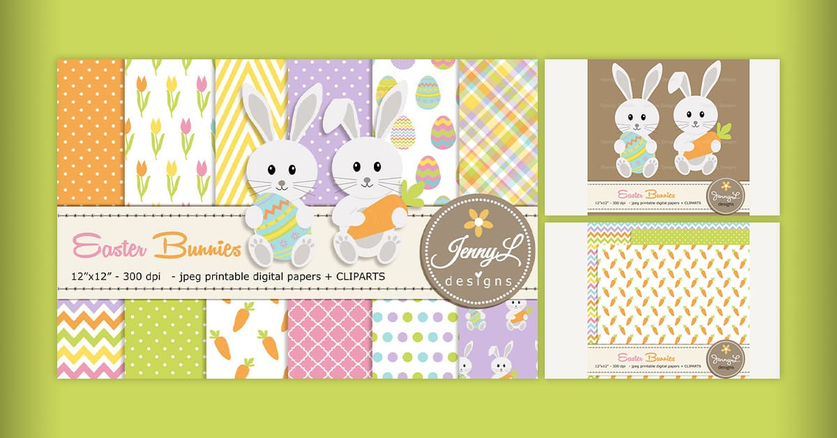 Easter Bunny Rabbit Digital Papers – MasterBundles