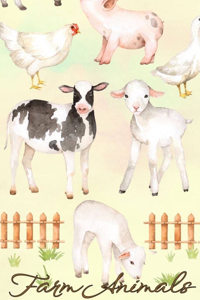 Farm Animals Watercolor clipart – MasterBundles