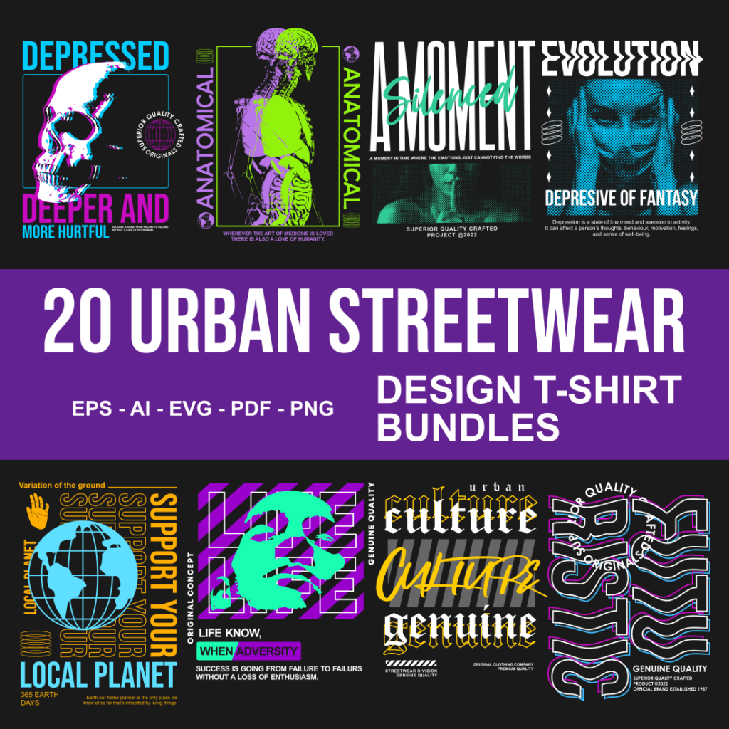 Best urban streetwear typography t-shirt designs bundles, t-shirt ...