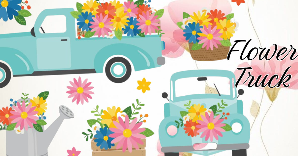 Flower Truck, SVG Clipart | Master Bundles