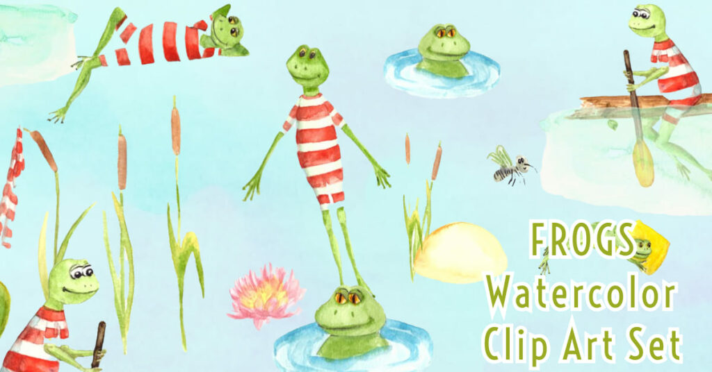 Watercolor Frogs Clip Art Set – MasterBundles