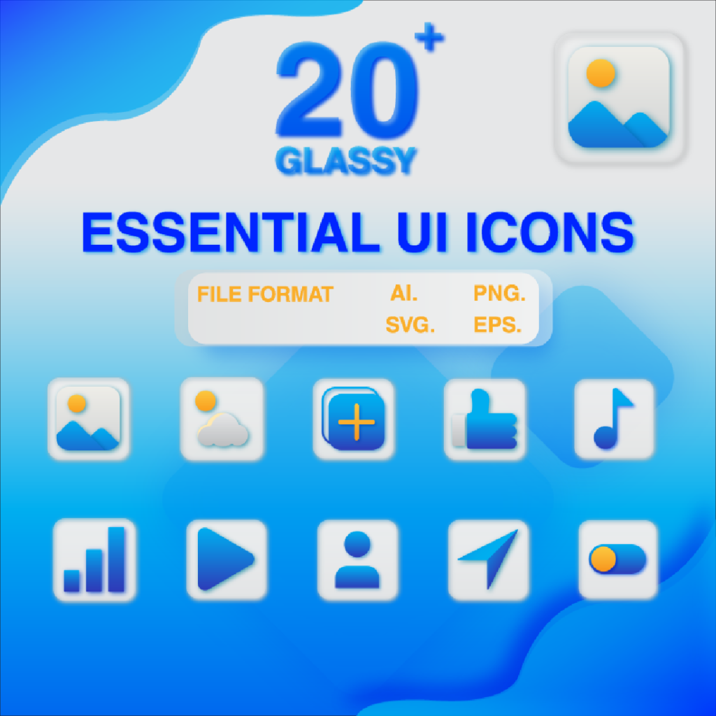 Glassy Essential Ui Icons Masterbundles