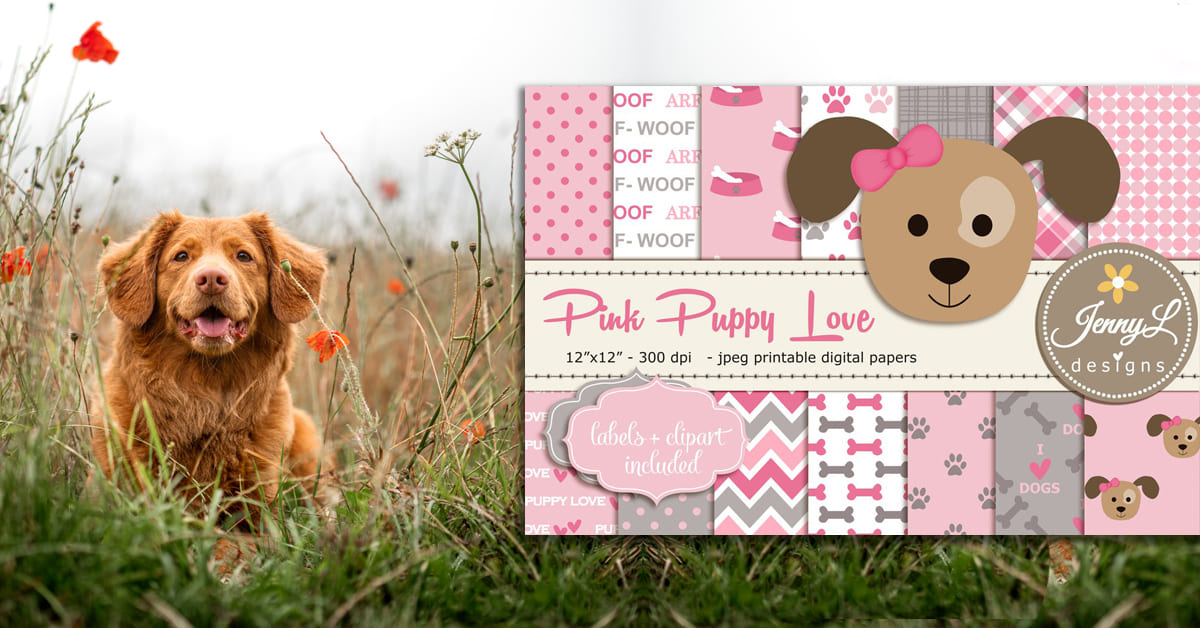 Girl Puppy Dog Digital Paper – MasterBundles