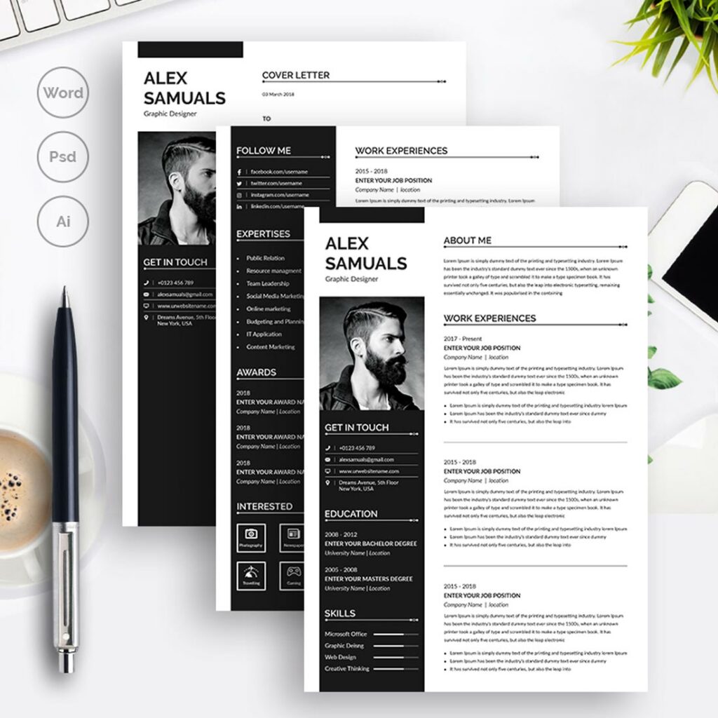 2 Page Resume Template With Cover Letter - MasterBundles