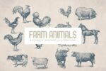 55 Vintage Farm Animals | Master Bundles