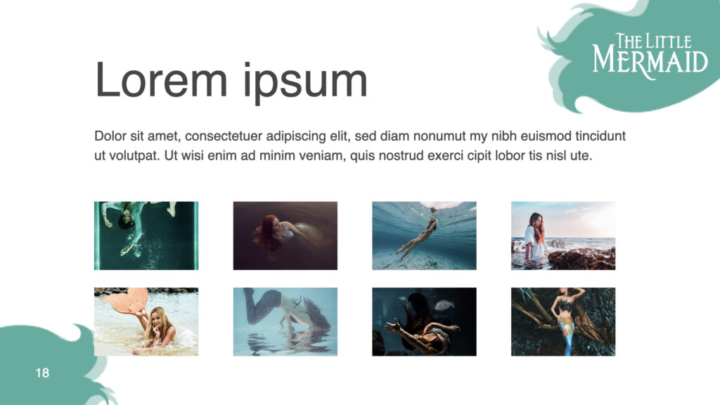 Mermaid Disney Presentation: 50 Slides PPTX, KEY, Google Slides ...