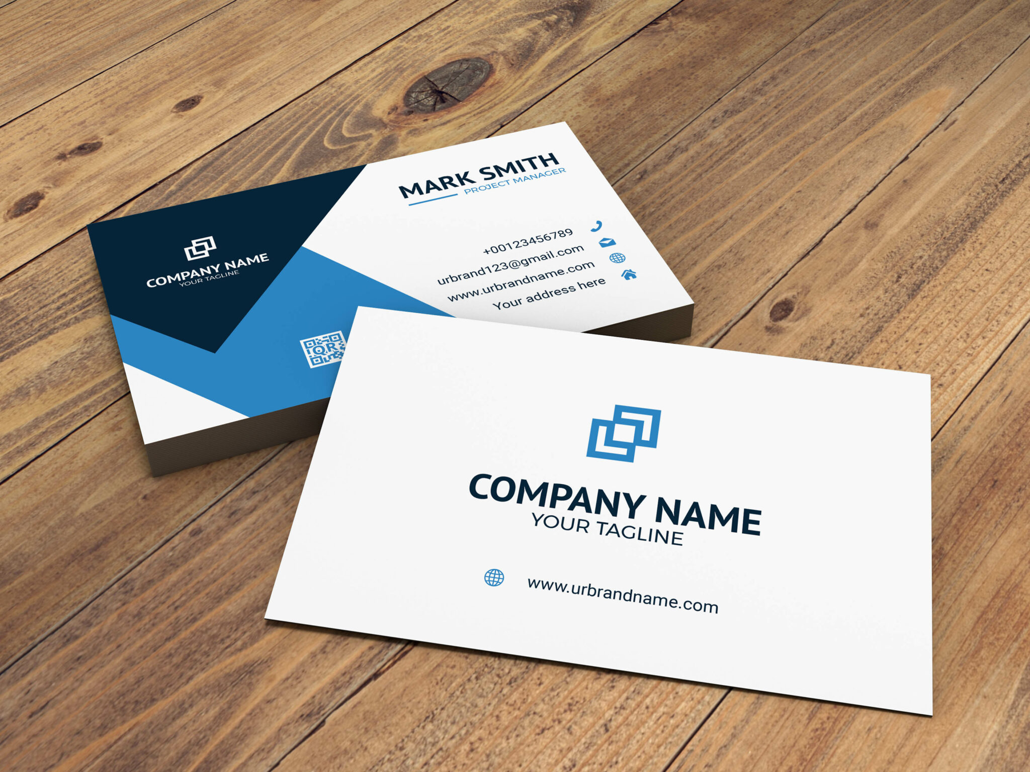 Navy Blue Editable Visiting Card Template Design - MasterBundles