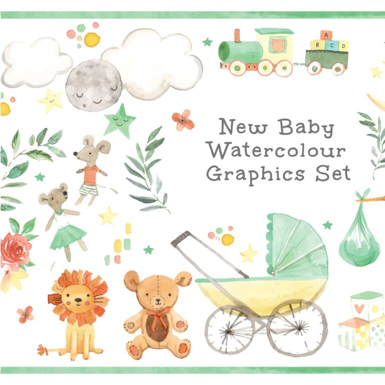 Newborn Baby Watercolor Clipart | Master Bundles