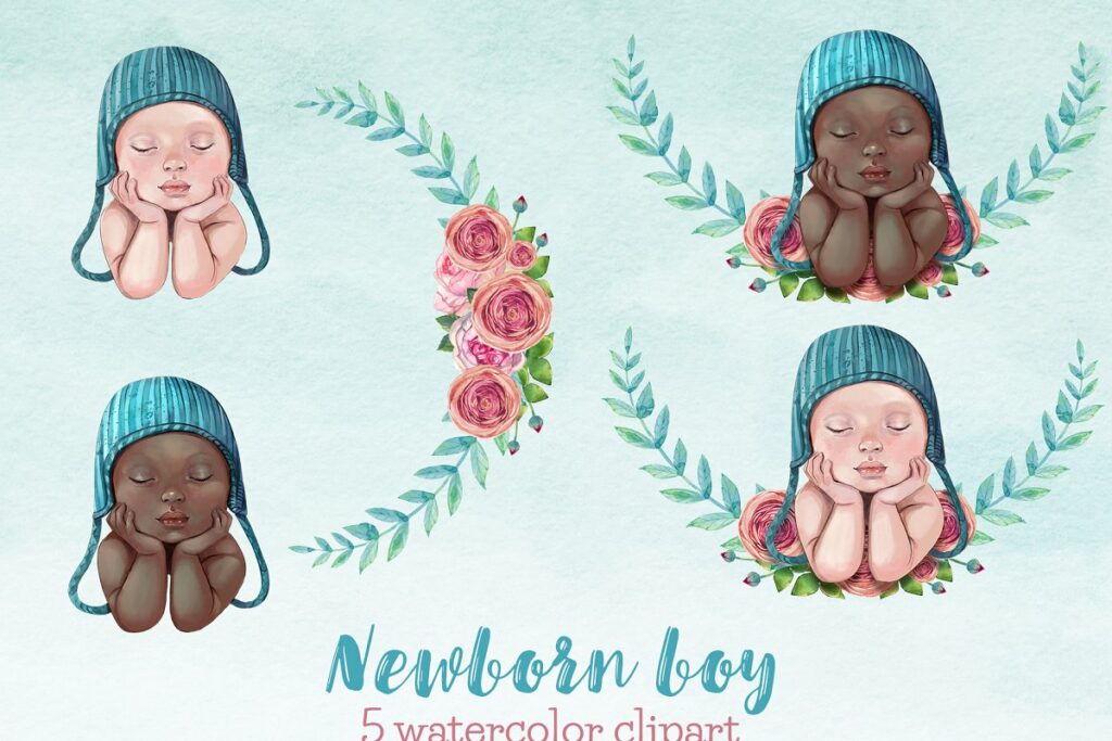 Newborn Baby Watercolor Clipart – MasterBundles