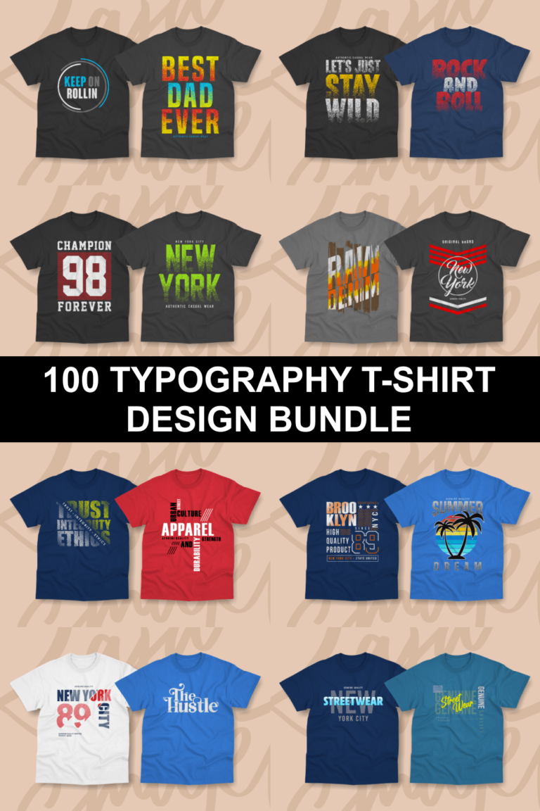 100 TYPOGRAPHY T-SHIRT DESIGN BUNDLE - MasterBundles
