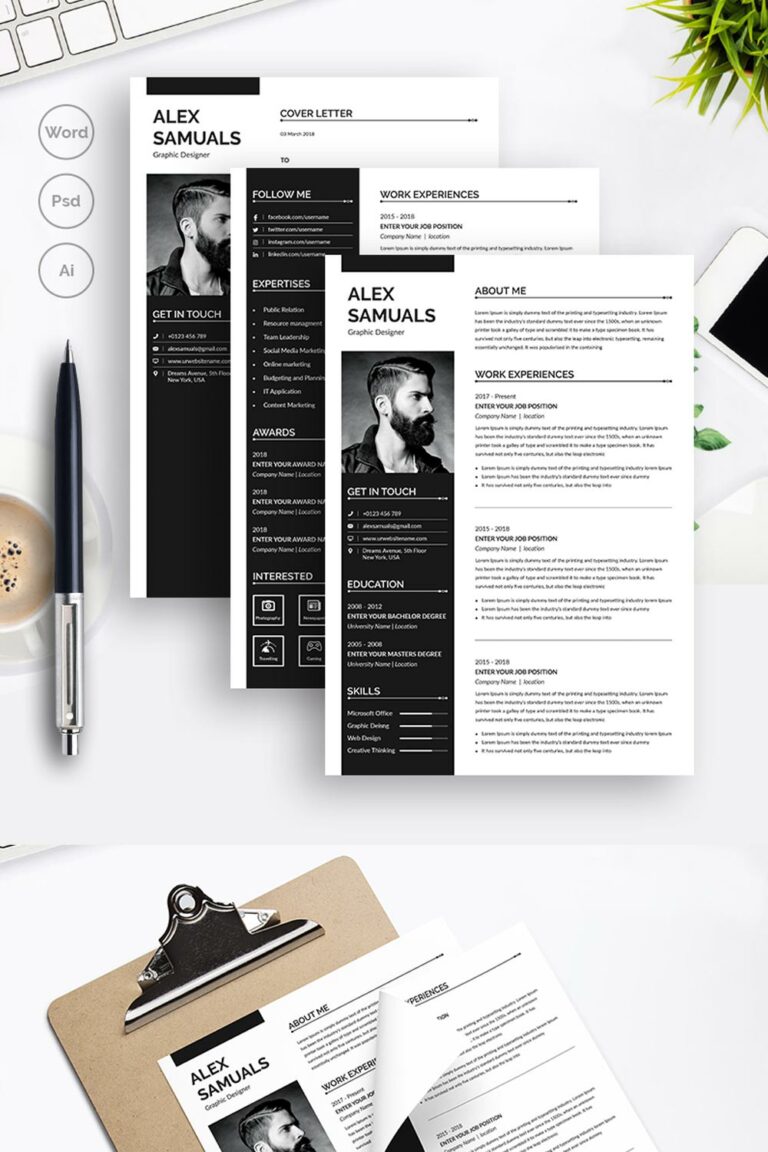 2 Page Resume Template With Cover Letter - MasterBundles