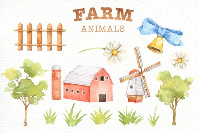 Farm Animals Watercolor clipart – MasterBundles