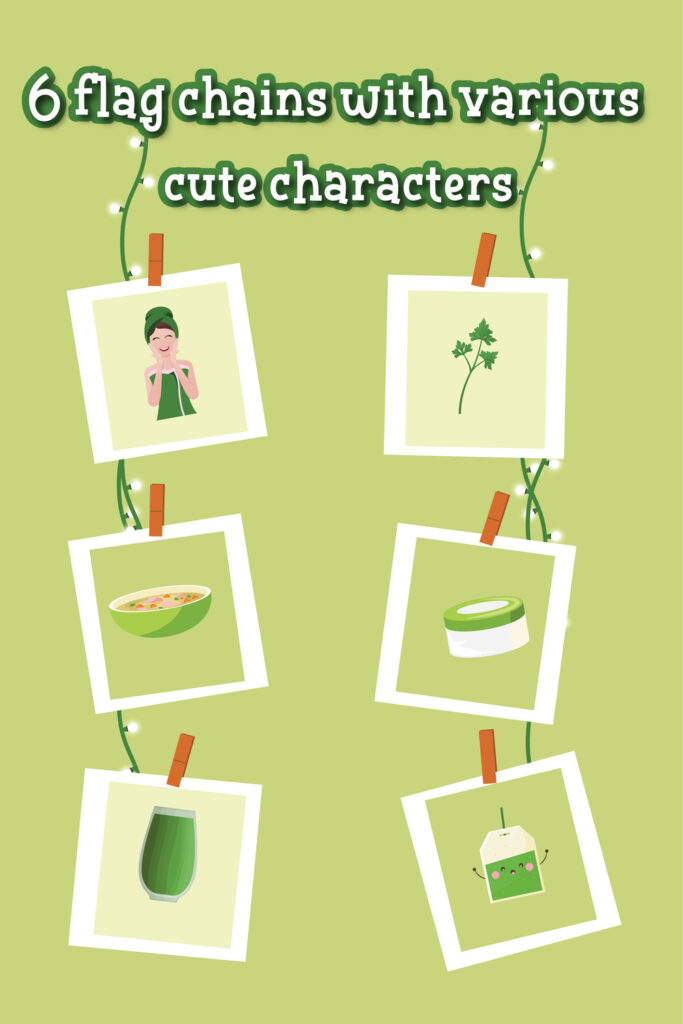 6 chains of flags with various cute characters - MasterBundles