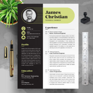 Technical Engineer Resume Template | Creative Resume Design - MasterBundles