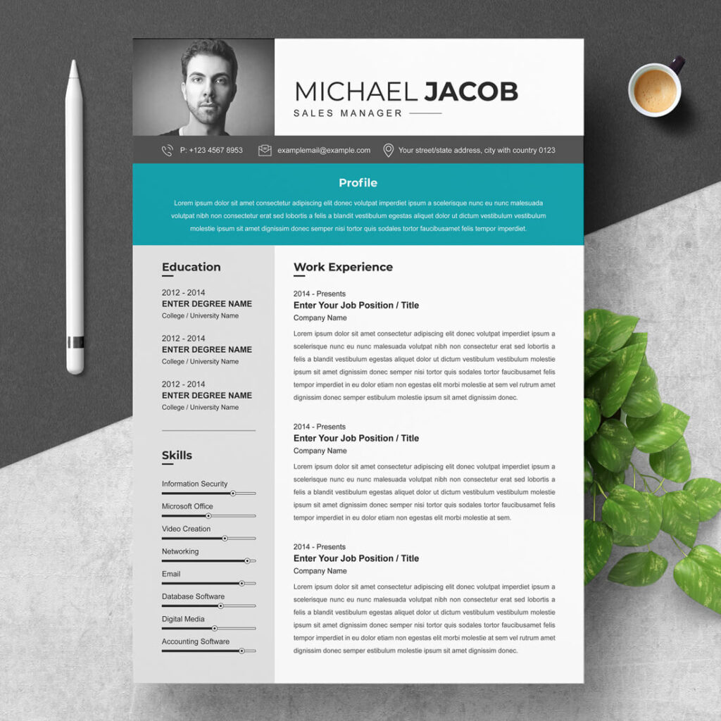 Sales Manager Curriculum Vitae Template Design - MasterBundles