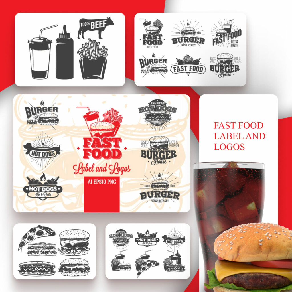 Fast Food Label and Logos – MasterBundles