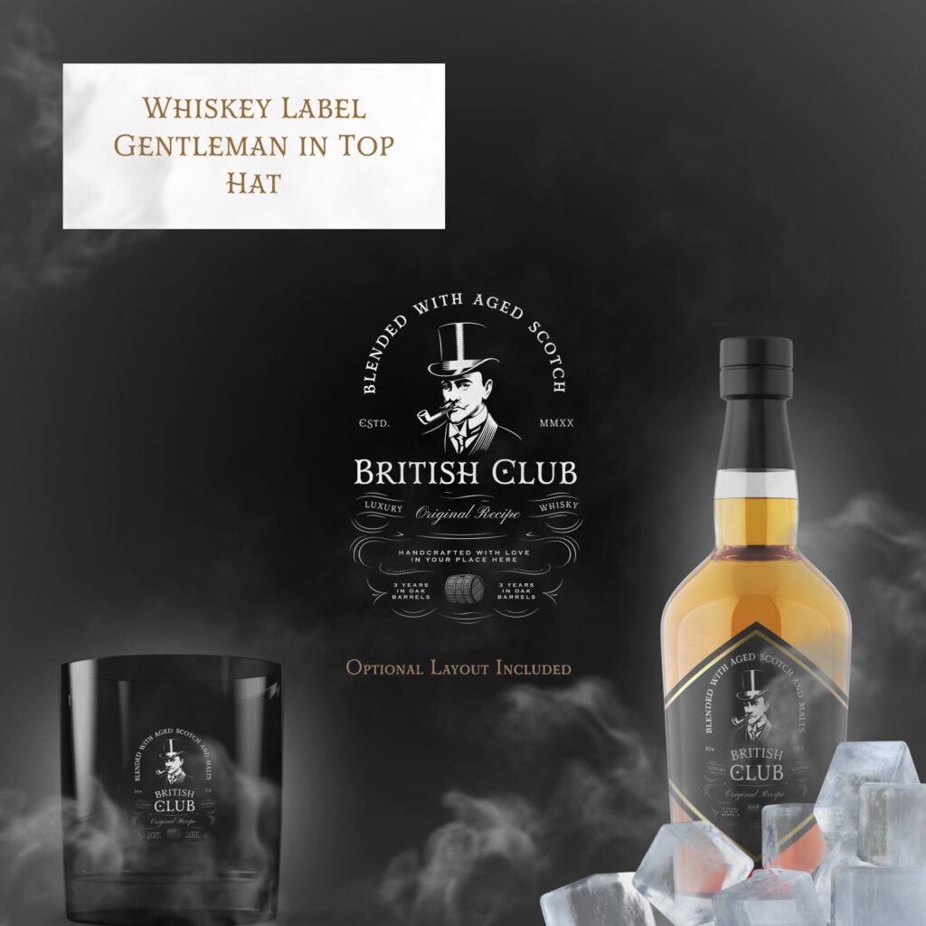 Whiskey Label Gentleman in Top Hat – MasterBundles