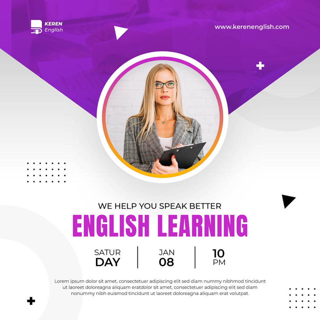 Social Media Post Template For English Learning Skills - MasterBundles
