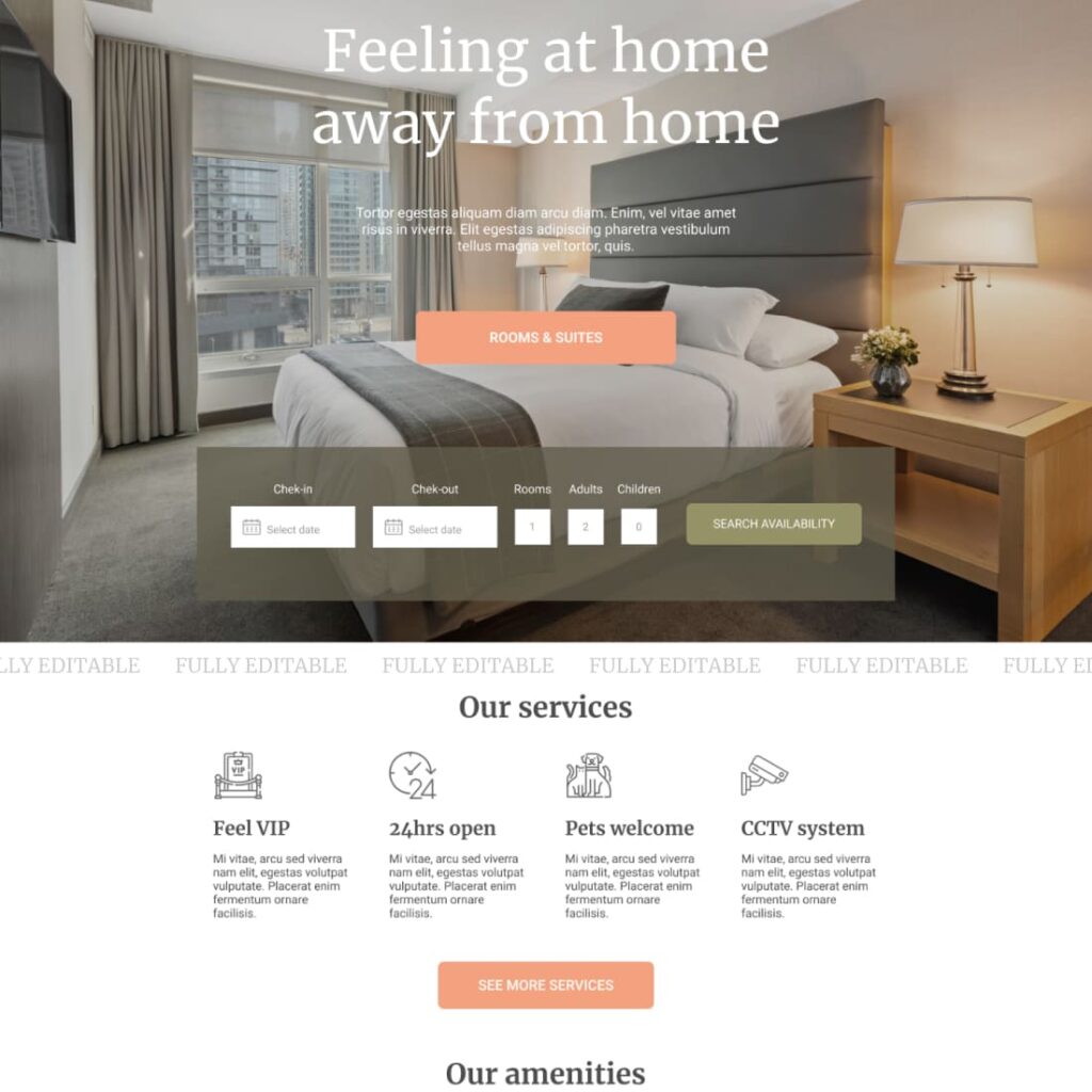 Hotel Landing Page Template – MasterBundles