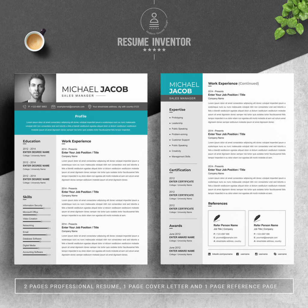Sales Manager Curriculum Vitae Template Design - MasterBundles