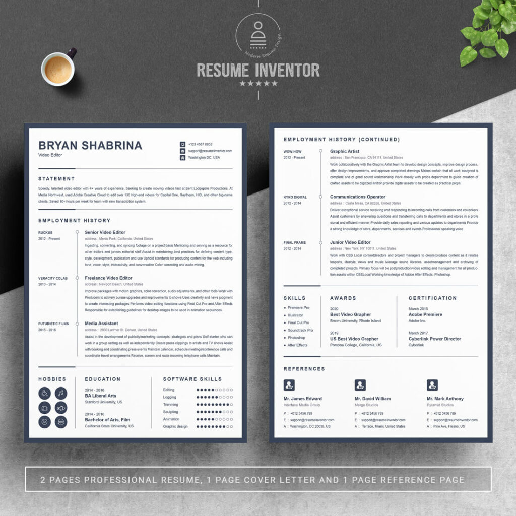 Video Editor Resume Template | Simple Resume Template Design ...