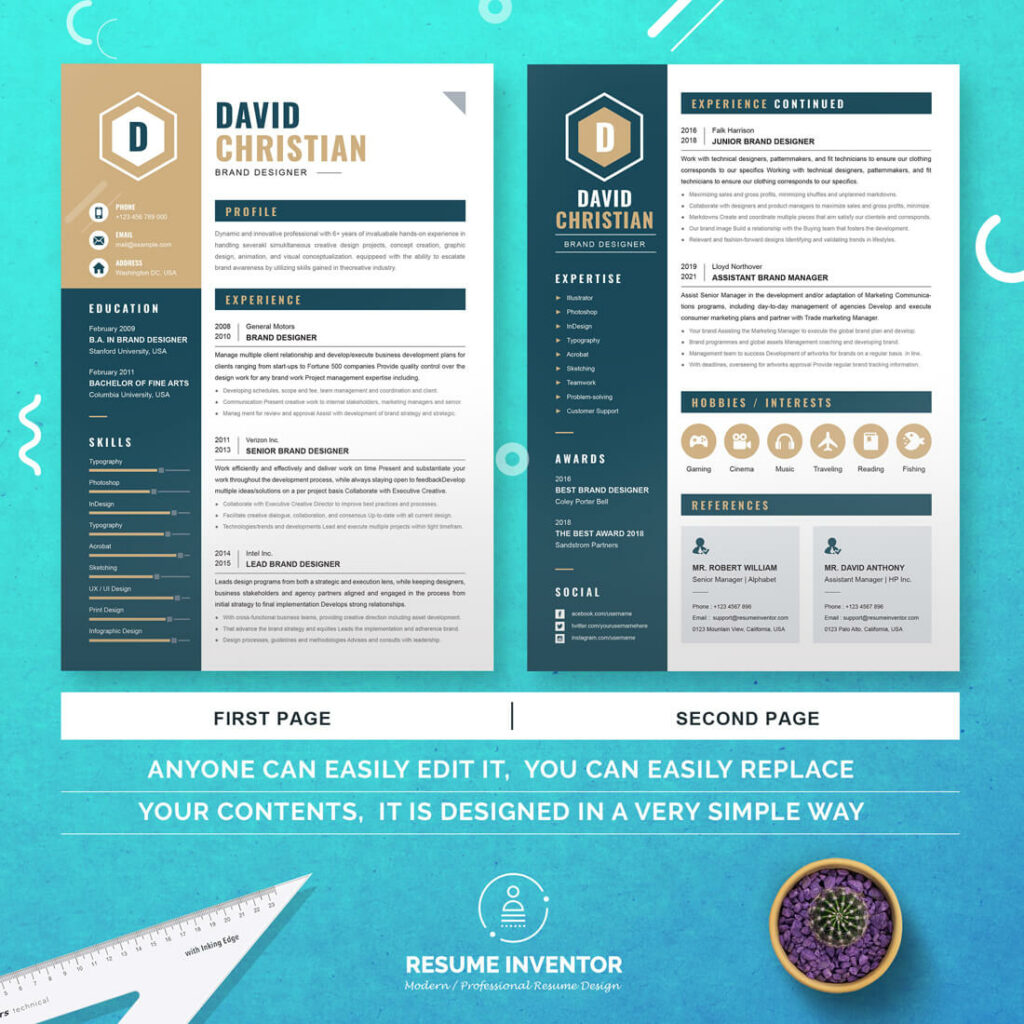 Brand Designer CV Template | Modern Resume Design - MasterBundles