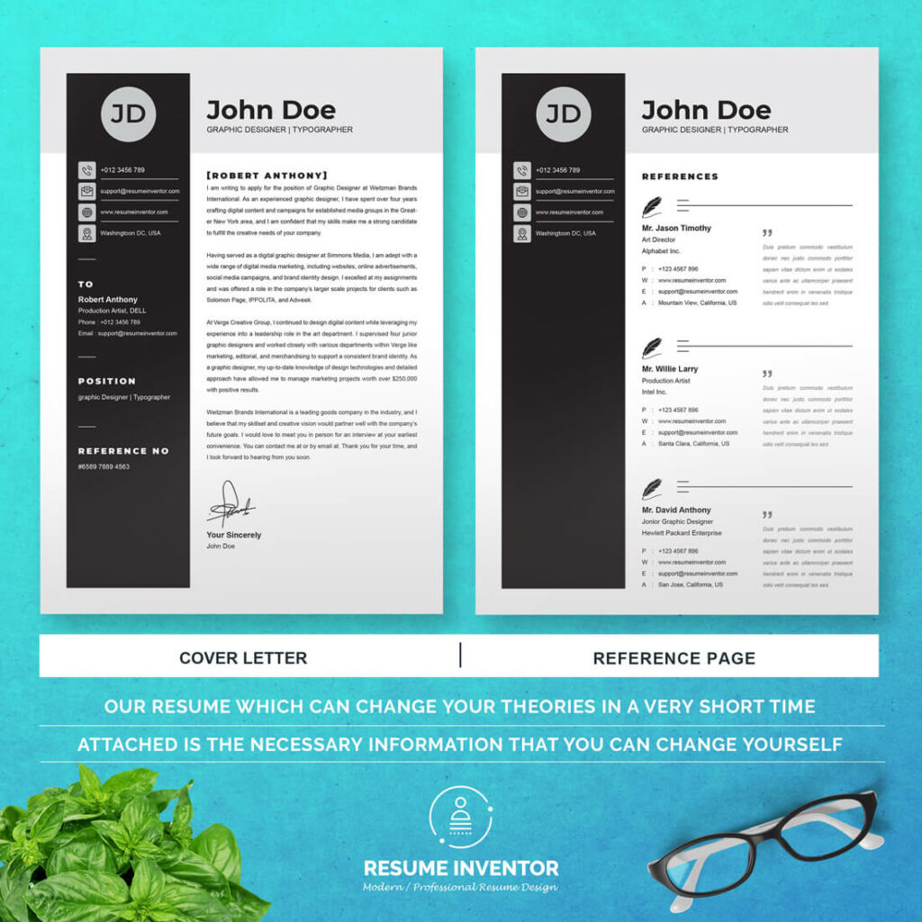 Graphic Designer Resume Template | Typographer CV Template Design ...