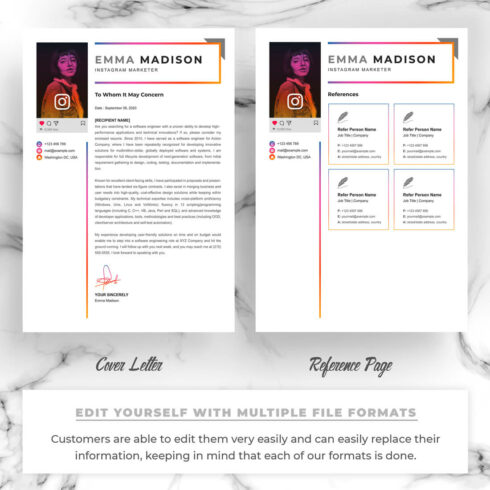 Instagram Marketer | Social Media Resume Template Design - MasterBundles