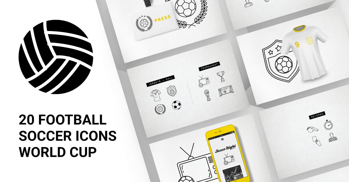 20 Football Soccer Icons World Cup – MasterBundles