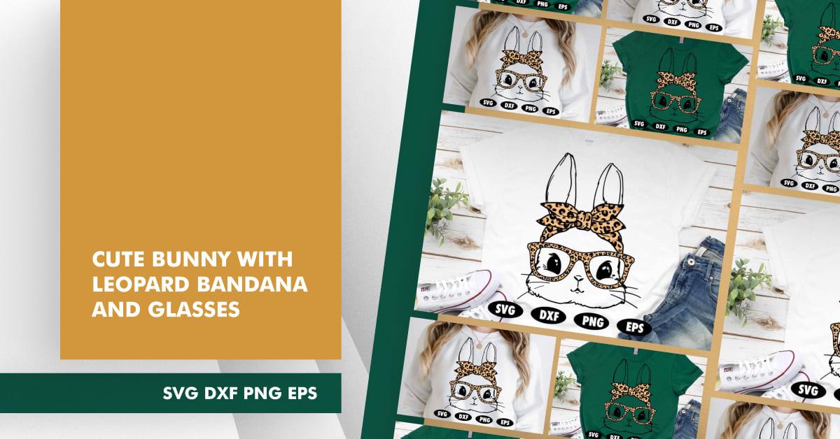 Cute Bunny with Leopard Bandana and Glasses SVG – MasterBundles