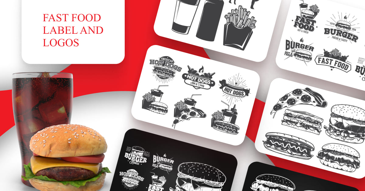 Fast Food Label and Logos – MasterBundles