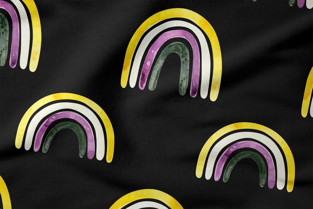 Non-binary pride clipart & seamless patterns. LGBTQ pride watercolor ...